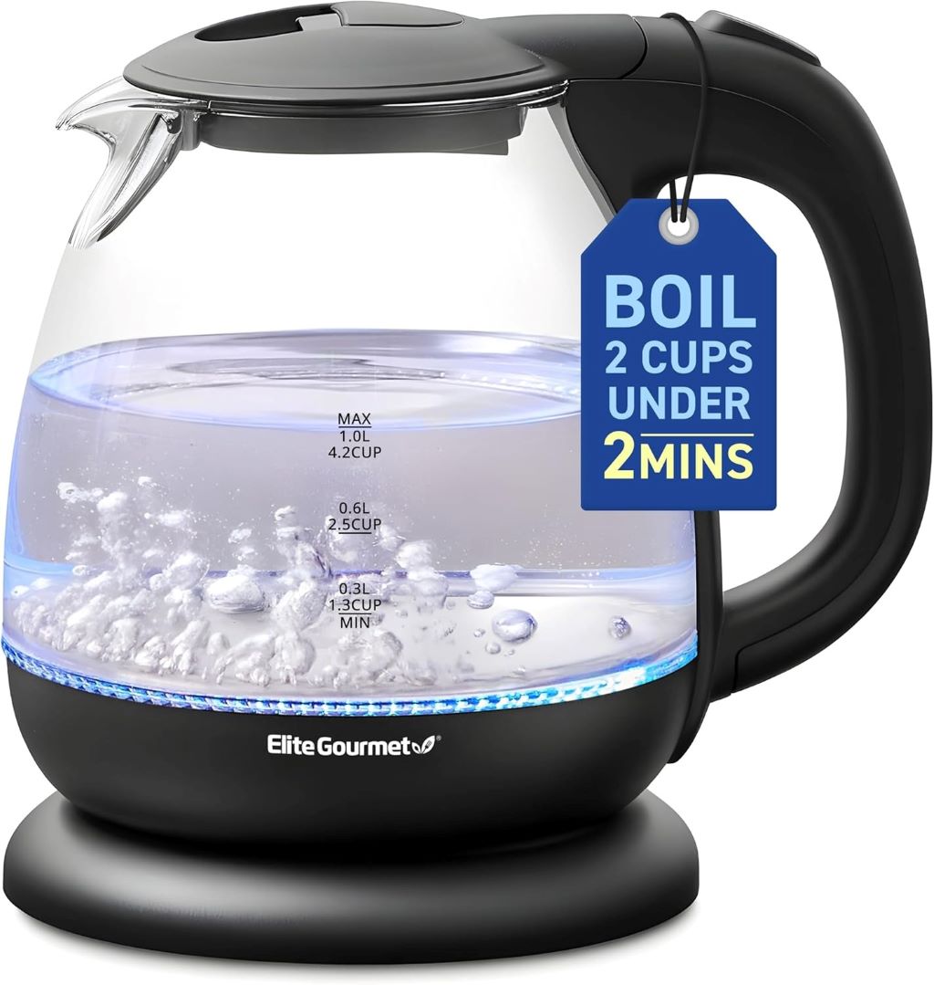 Elite Gourmet 1.0L Glass Kettle – Fast, Stylish And Safe - First Grade ...